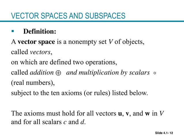 Chapter 4: Vector Spaces - Part 1/Slides By Pearson | PDF