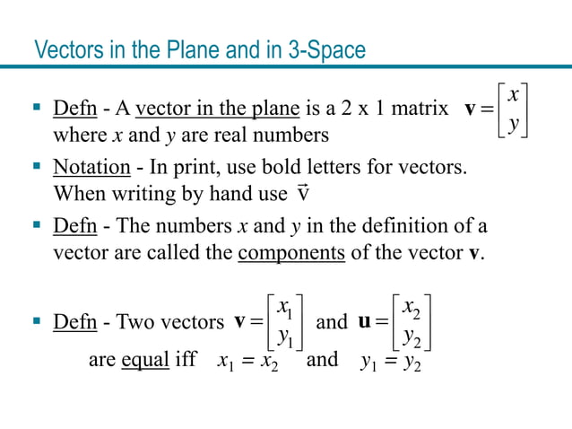 Chapter 4: Vector Spaces - Part 1/Slides By Pearson | PDF