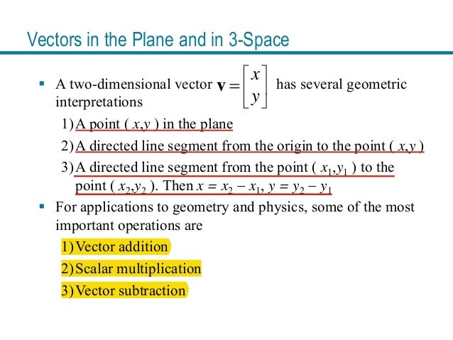 Chapter 4: Vector Spaces - Part 1/Slides By Pearson Chapter 4: Vector Spaces - Part 1/Slides By Pearson