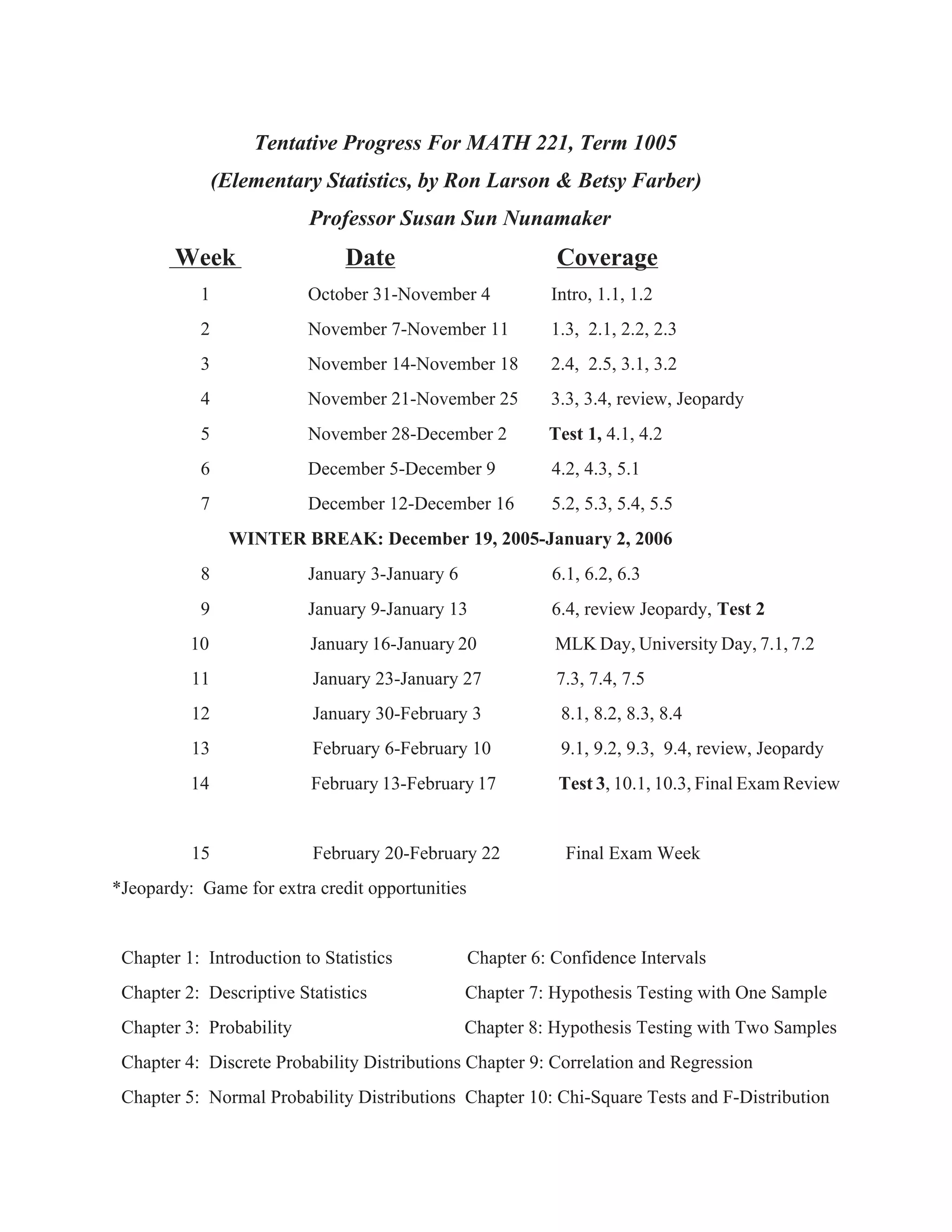Math 221 term 1005 syllabus | PDF