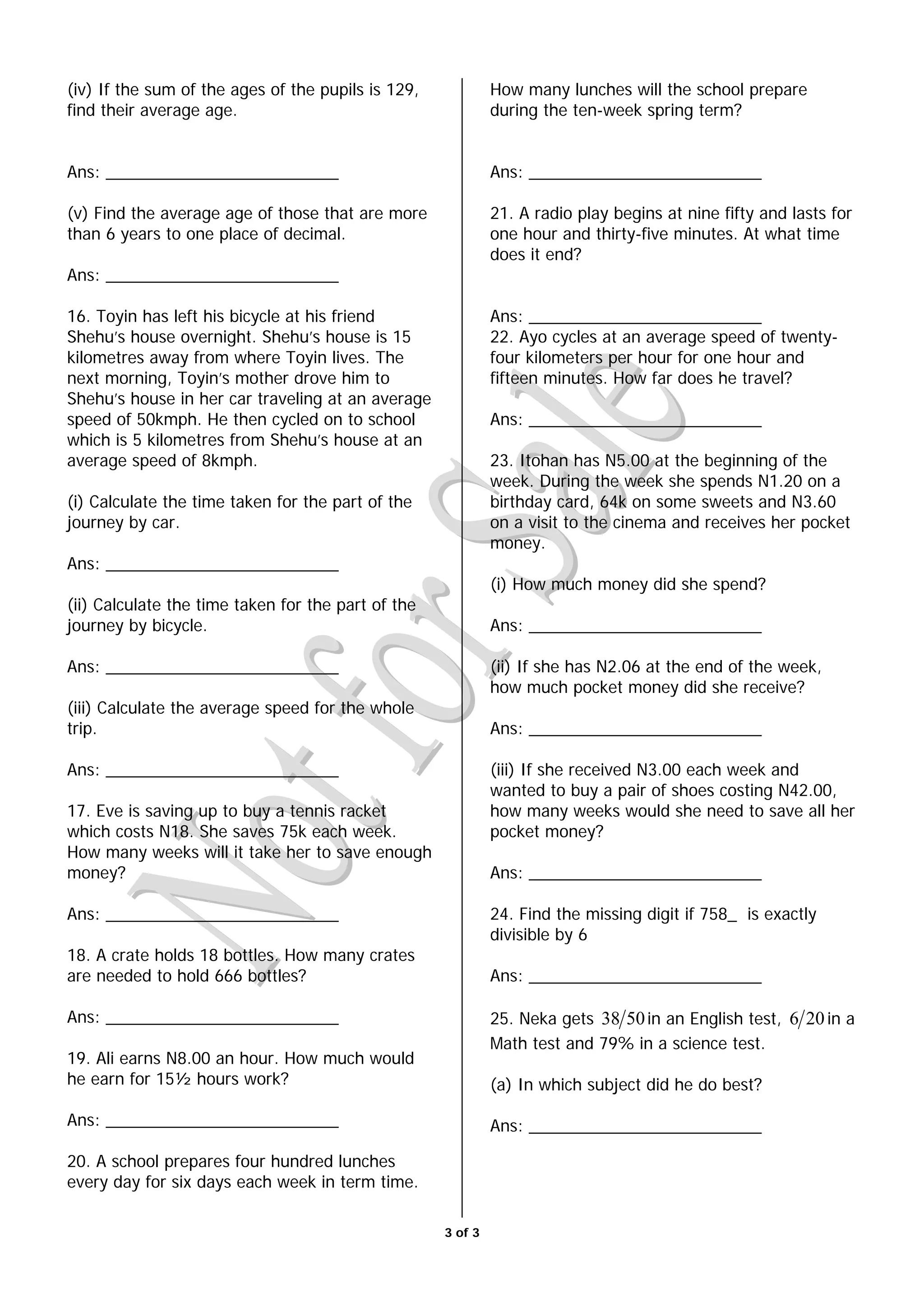Math2 no restrictionLOYOLA JESUIT, ABUJA PAST QUESTIONS PAPERS maths PAPER 2 | PDF