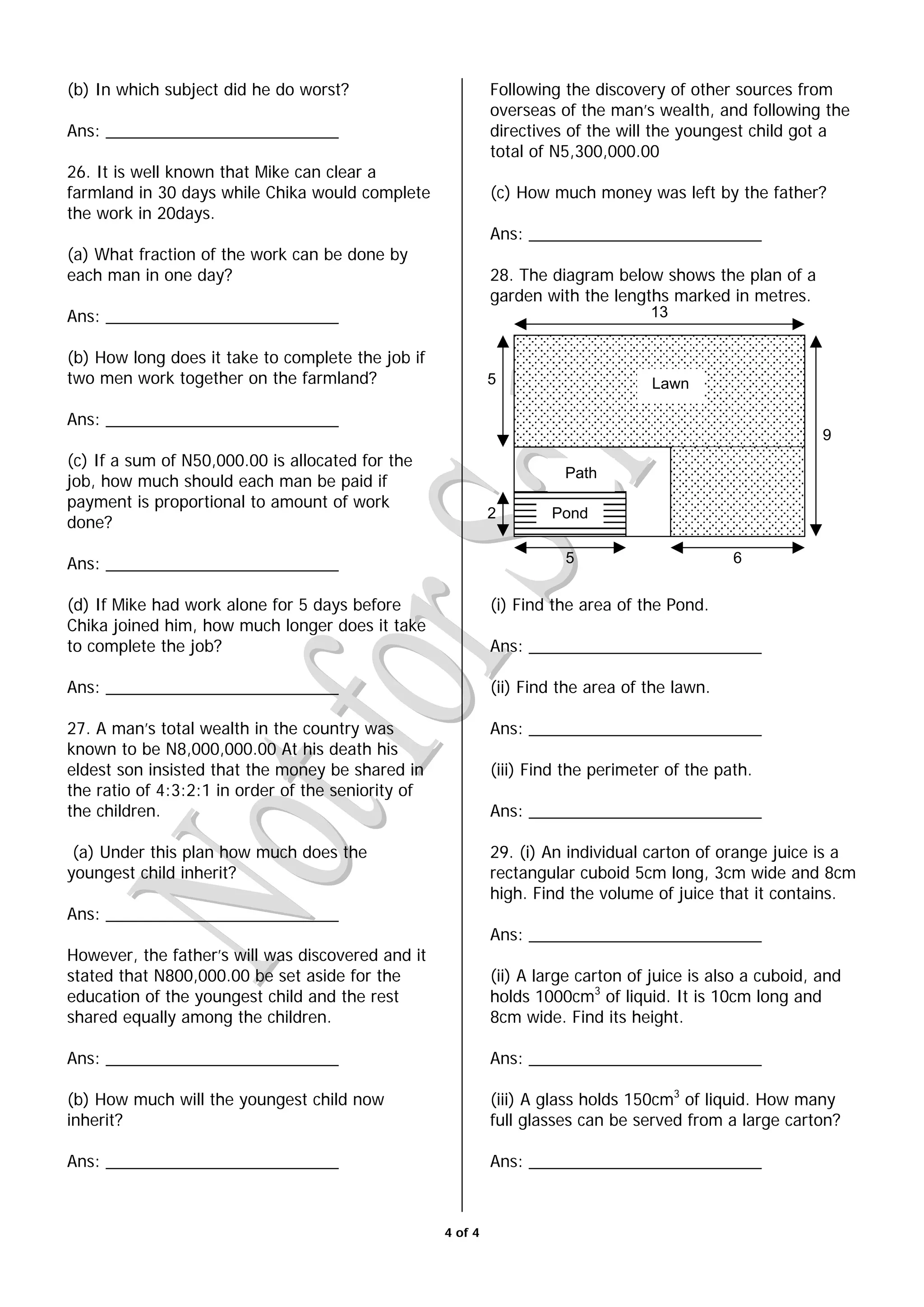 Math2 no restrictionLOYOLA JESUIT, ABUJA PAST QUESTIONS PAPERS maths PAPER 2 | PDF