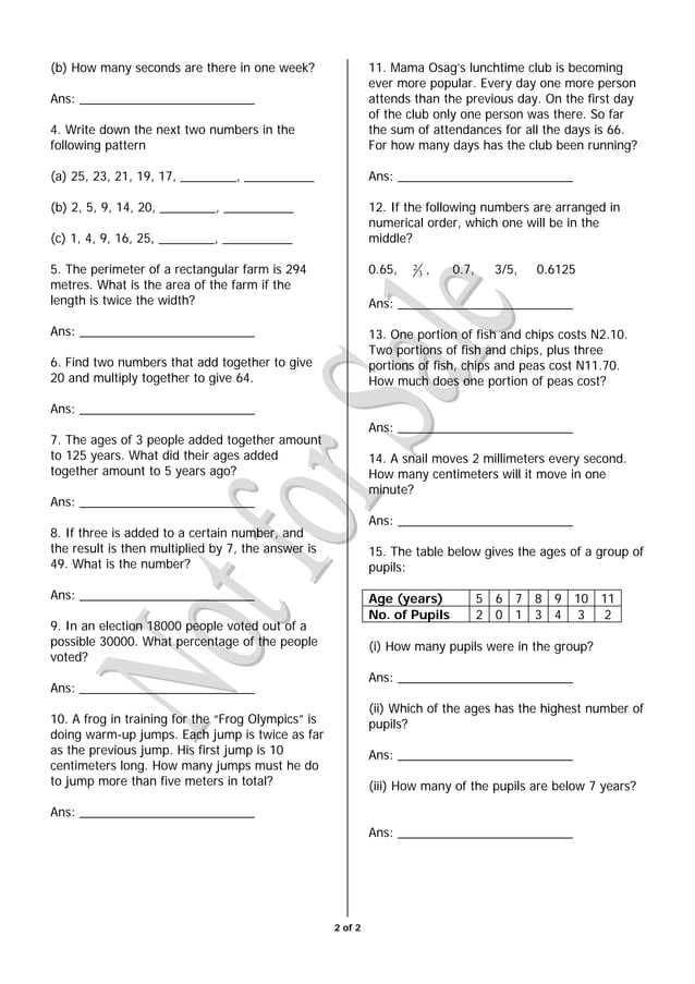 Math2 no restrictionLOYOLA JESUIT, ABUJA PAST QUESTIONS PAPERS maths PAPER 2 | PDF