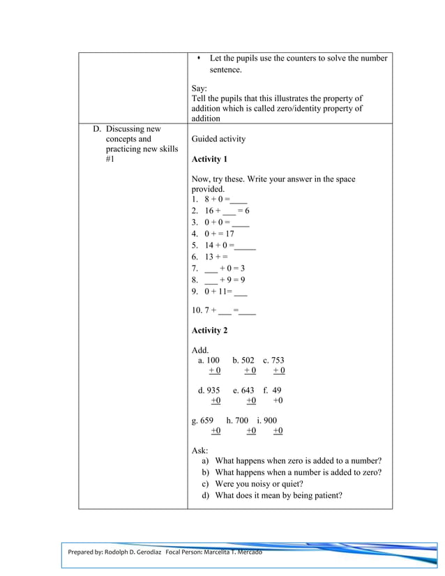MATH2 Q1 WEEK7 DAY1.docx lesson quarter 2 plan | DOCX | Education
