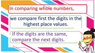 Comparing and Ordering Numbers(Math 3) | PPTX