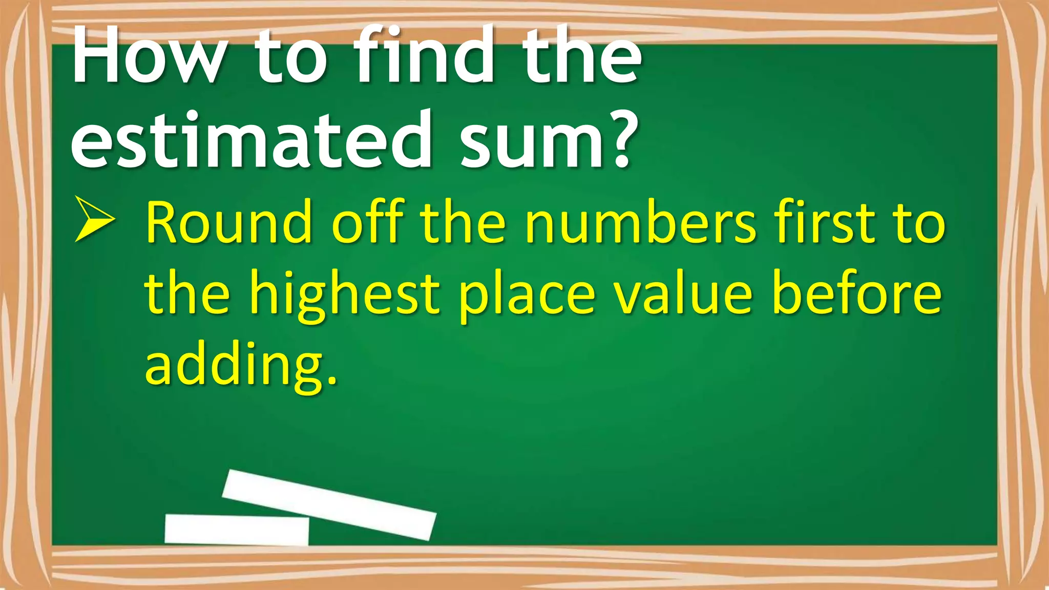 Estimating Sums (Math 3) | PPTX