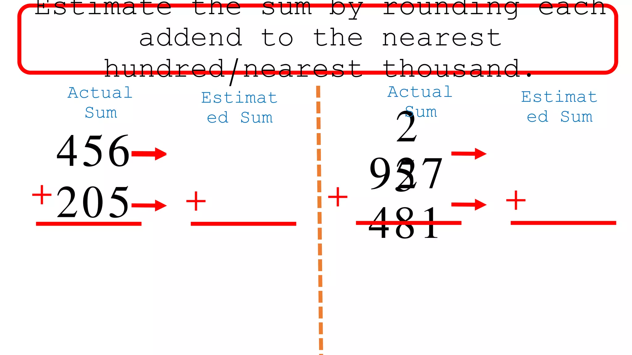 Estimating Sums (Math 3) | PPTX