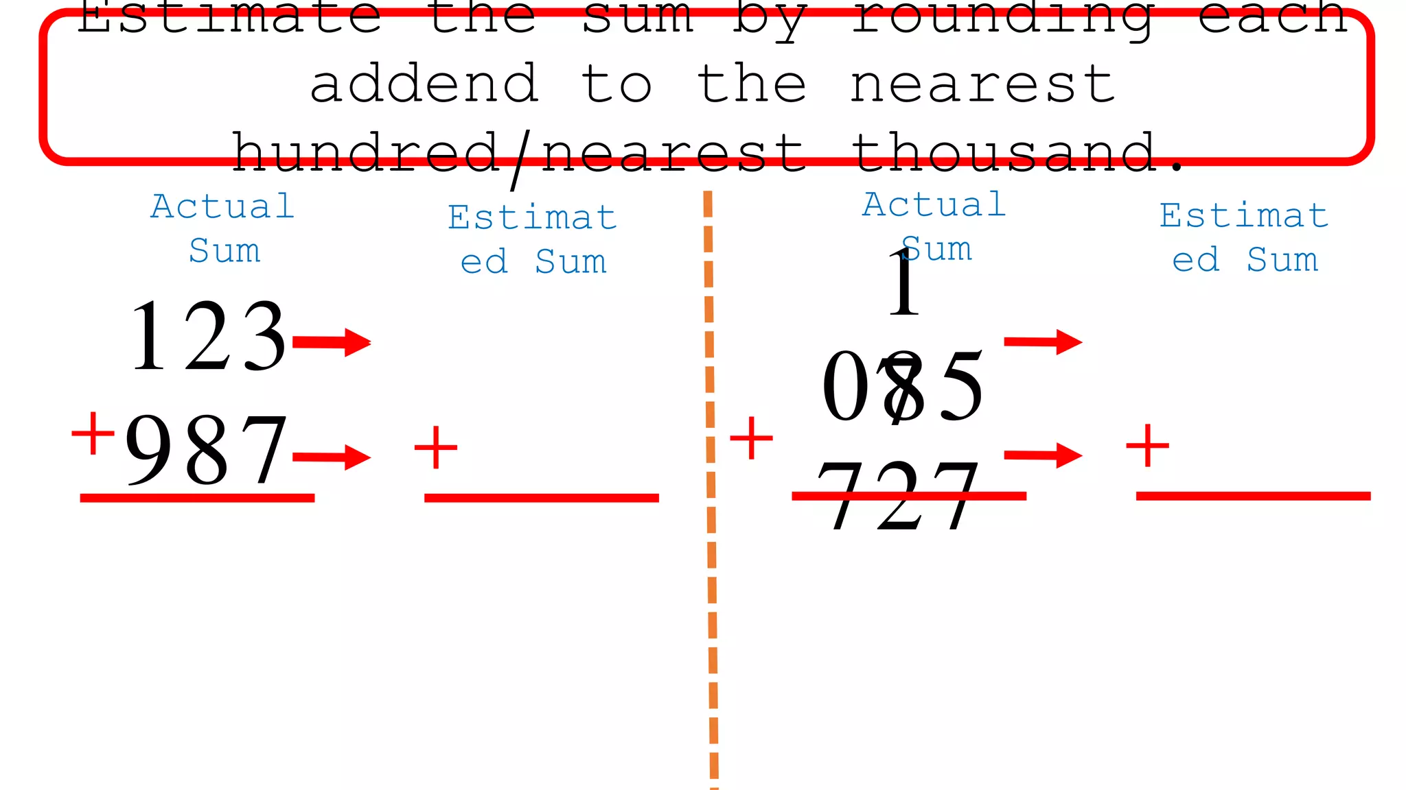 Estimating Sums (Math 3) | PPTX