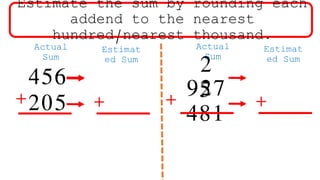 Estimating Sums (Math 3) | PPTX
