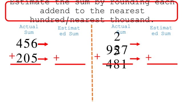 Estimating Sums (Math 3) | PPTX