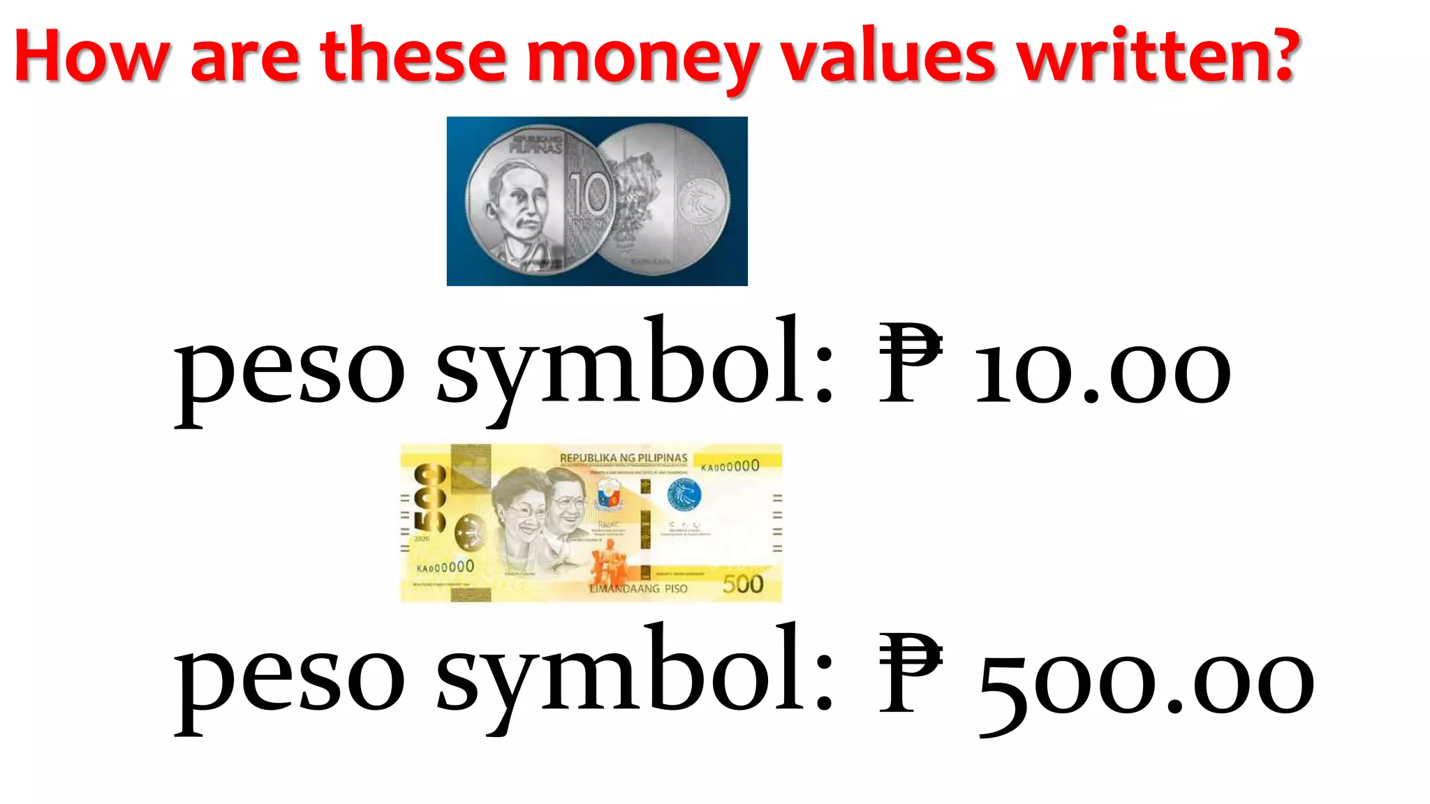 Philippine Money - Bills and Coins (Math 3) | PPTX