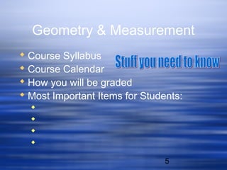 Introduction to Geometry & Measurement, Math 313 | PPT