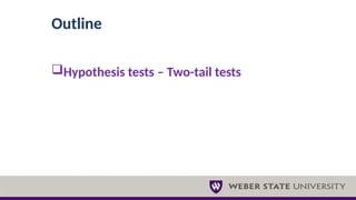 Test Of Hypothesis Using One Tail Test In Data Analysis Pptx