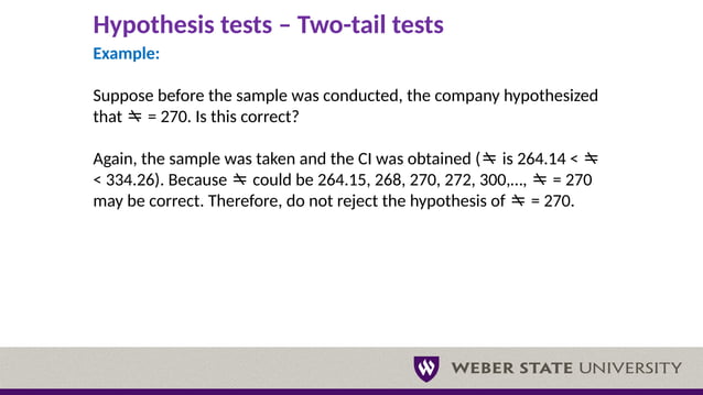 Test of Hypothesis using one tail test in Data Analysis | PPTX