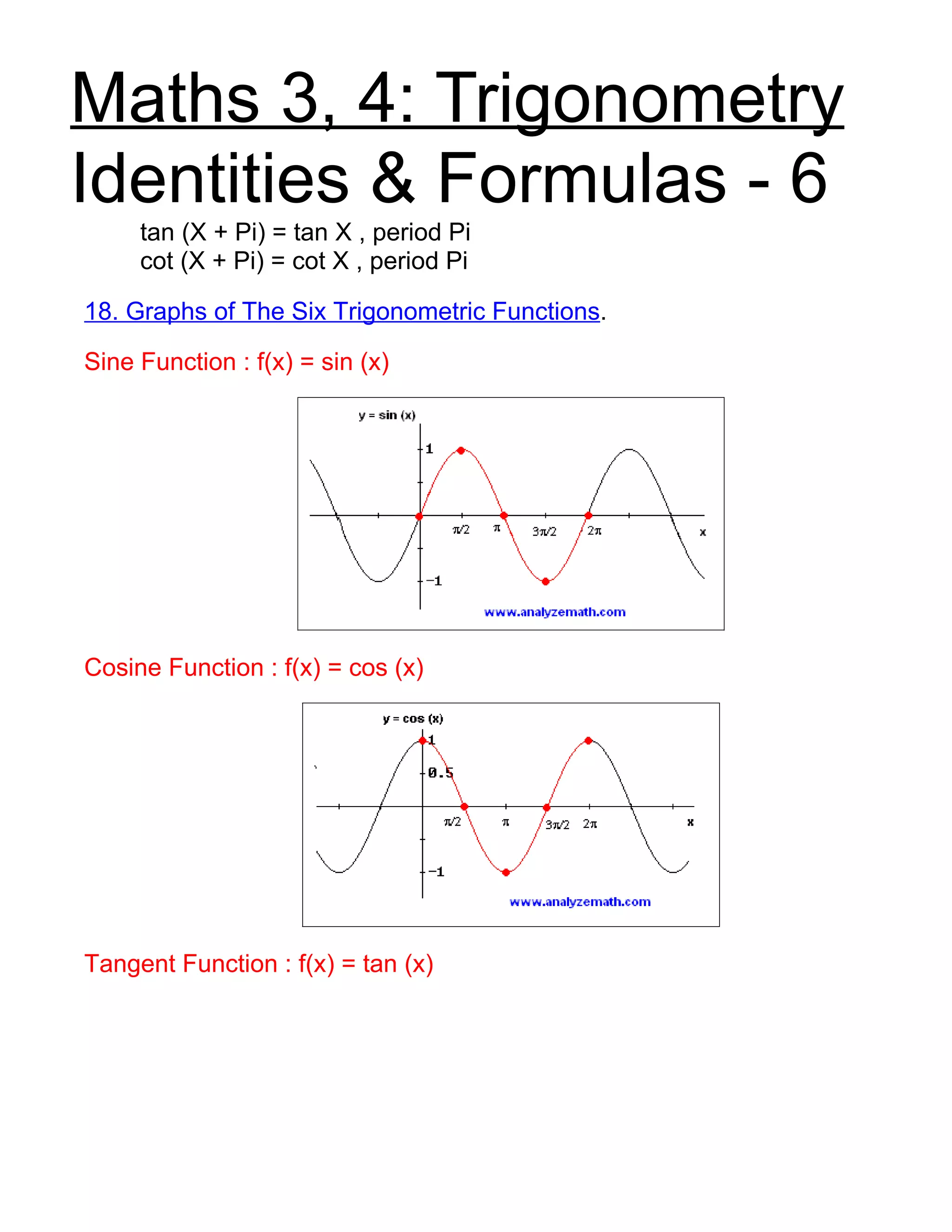 Math34 Trigonometric Formulas | DOC