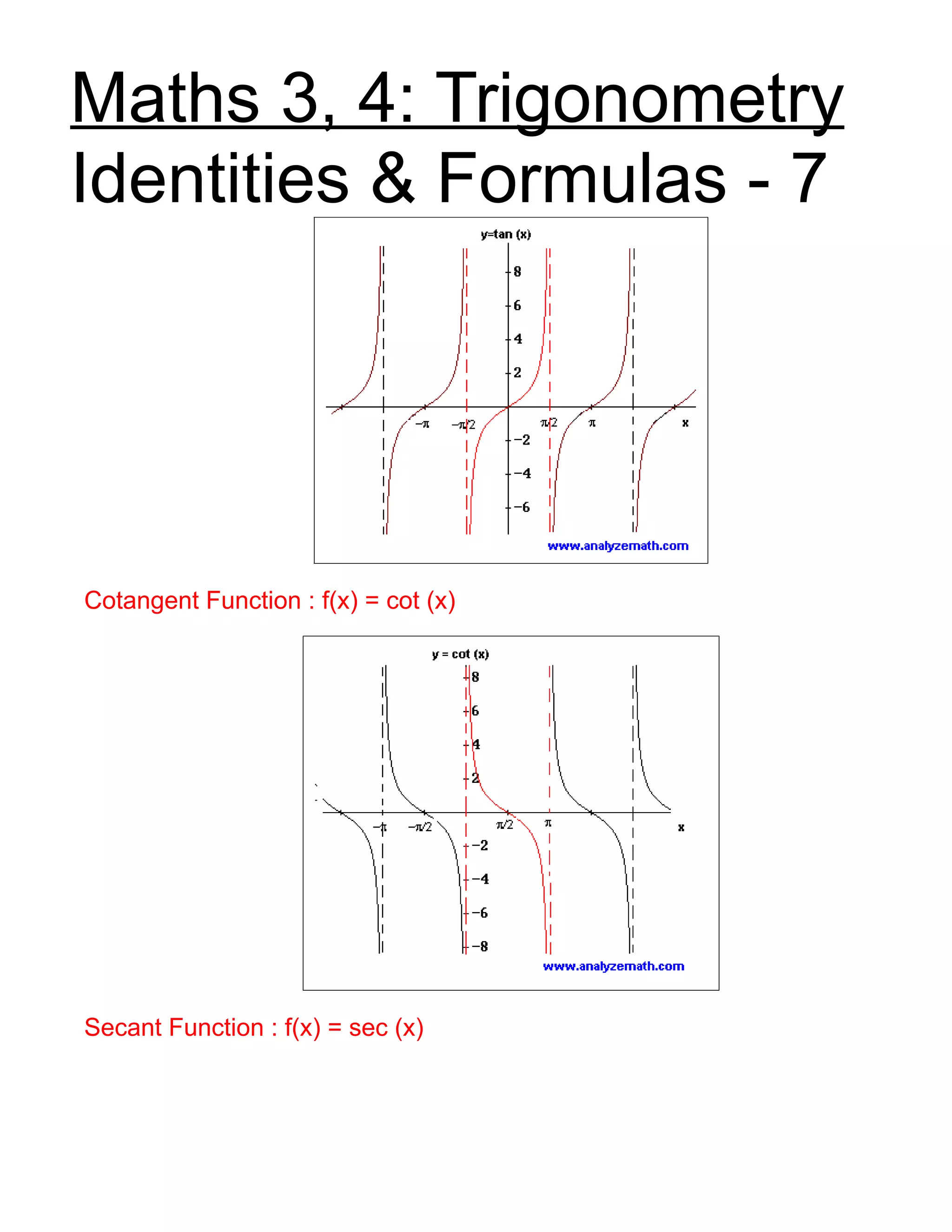 Math34 Trigonometric Formulas | DOC