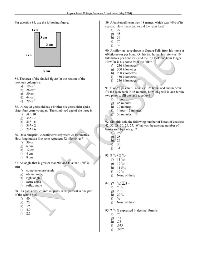 Math3 no restrictionLOYOLA JESUIT, ABUJA PAST QUESTIONS PAPERS maths PAPER 2 | PDF