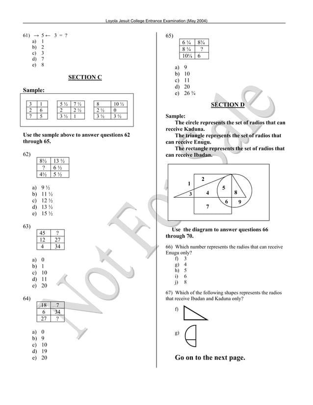 Math3 no restrictionLOYOLA JESUIT, ABUJA PAST QUESTIONS PAPERS maths PAPER 2 | PDF