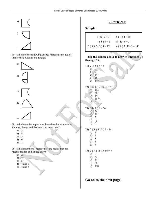 Math3 no restrictionLOYOLA JESUIT, ABUJA PAST QUESTIONS PAPERS maths PAPER 2 | PDF