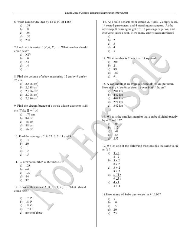 Math3 no restrictionLOYOLA JESUIT, ABUJA PAST QUESTIONS PAPERS maths