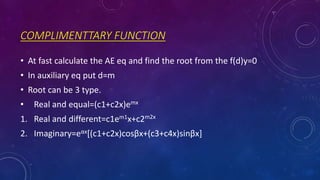 Methods to solve Linear ordinary differential equation with constant coefficients | PPT
