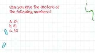 Factors and Multiples | PPTX