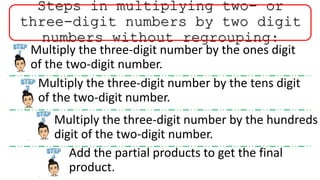 Multiplying 3 by 2 digit Without Regrouping | PPTX