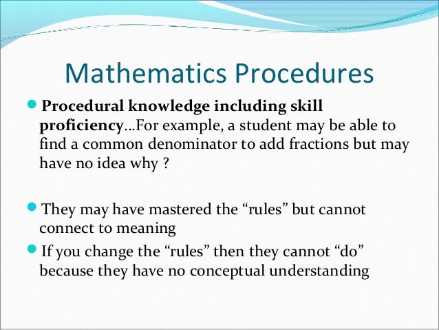 Examples Of Procedural Knowledge In Math - knowledge