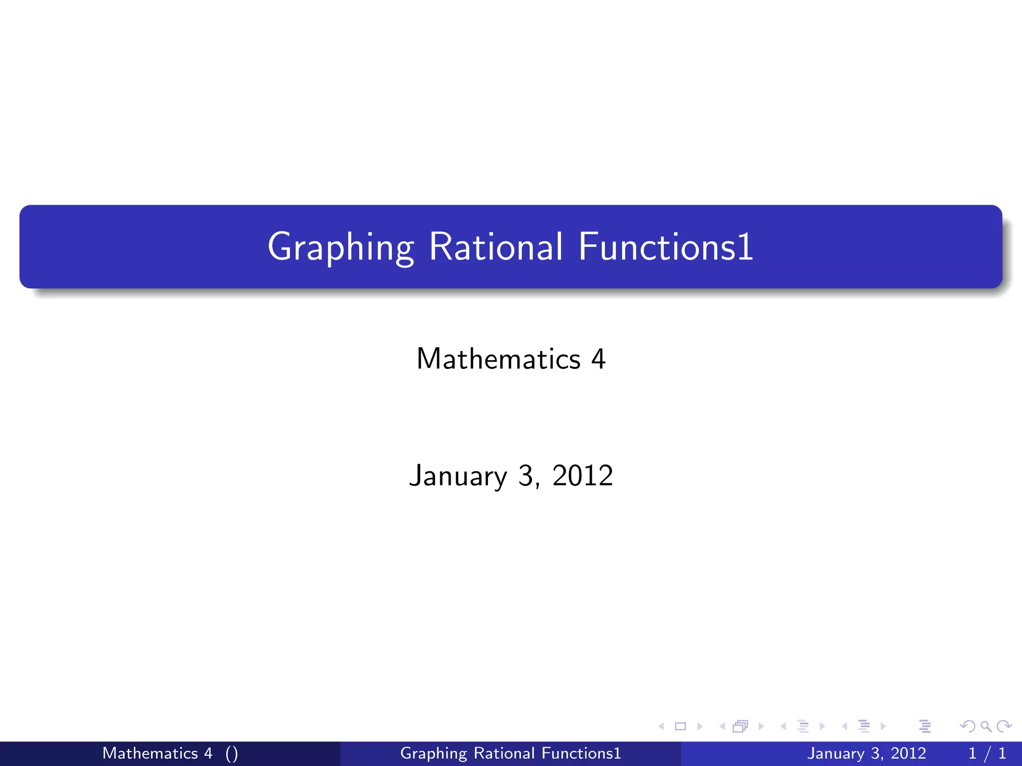 Math 4 Graphing Rational Functions Ppt