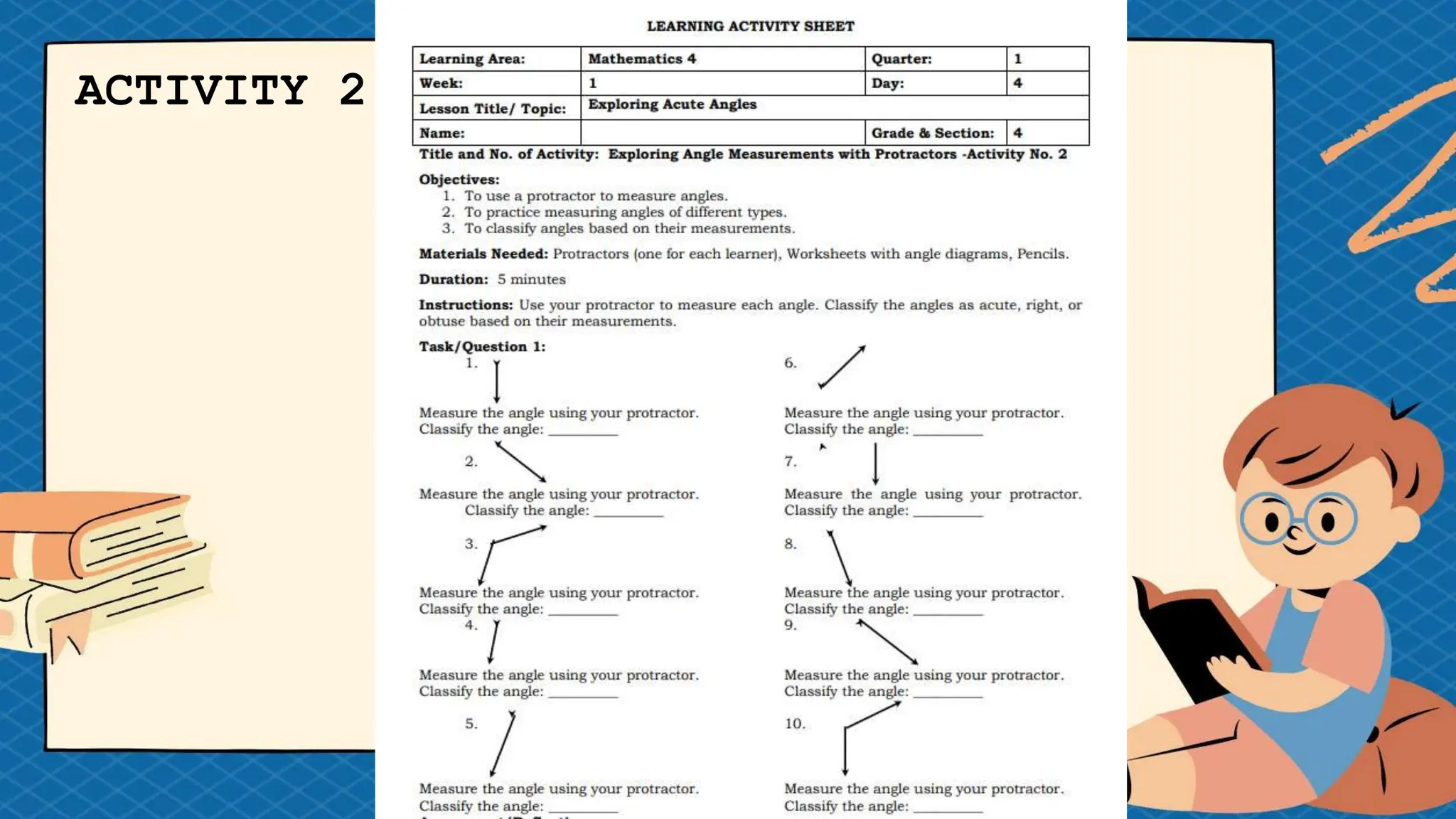 MATH 4_Q1_WEEK1-Illustrate different angles (right, acute, and obtuse) using models. | PPTX