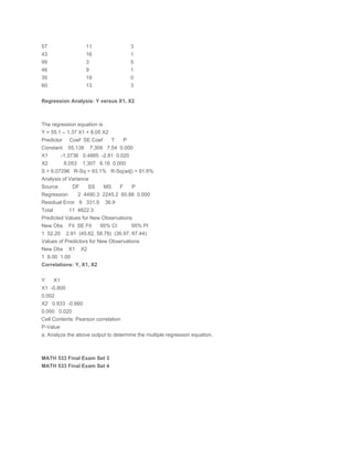 Math 533 ( applied managerial statistics ) final exam answers | PDF