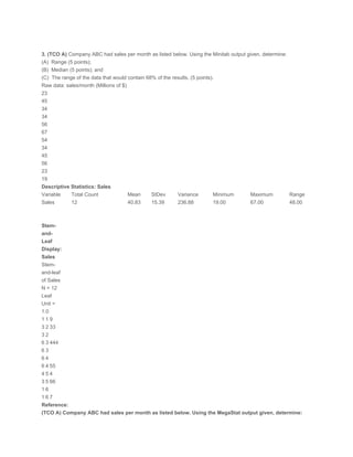 Math 533 ( applied managerial statistics ) final exam answers | PDF