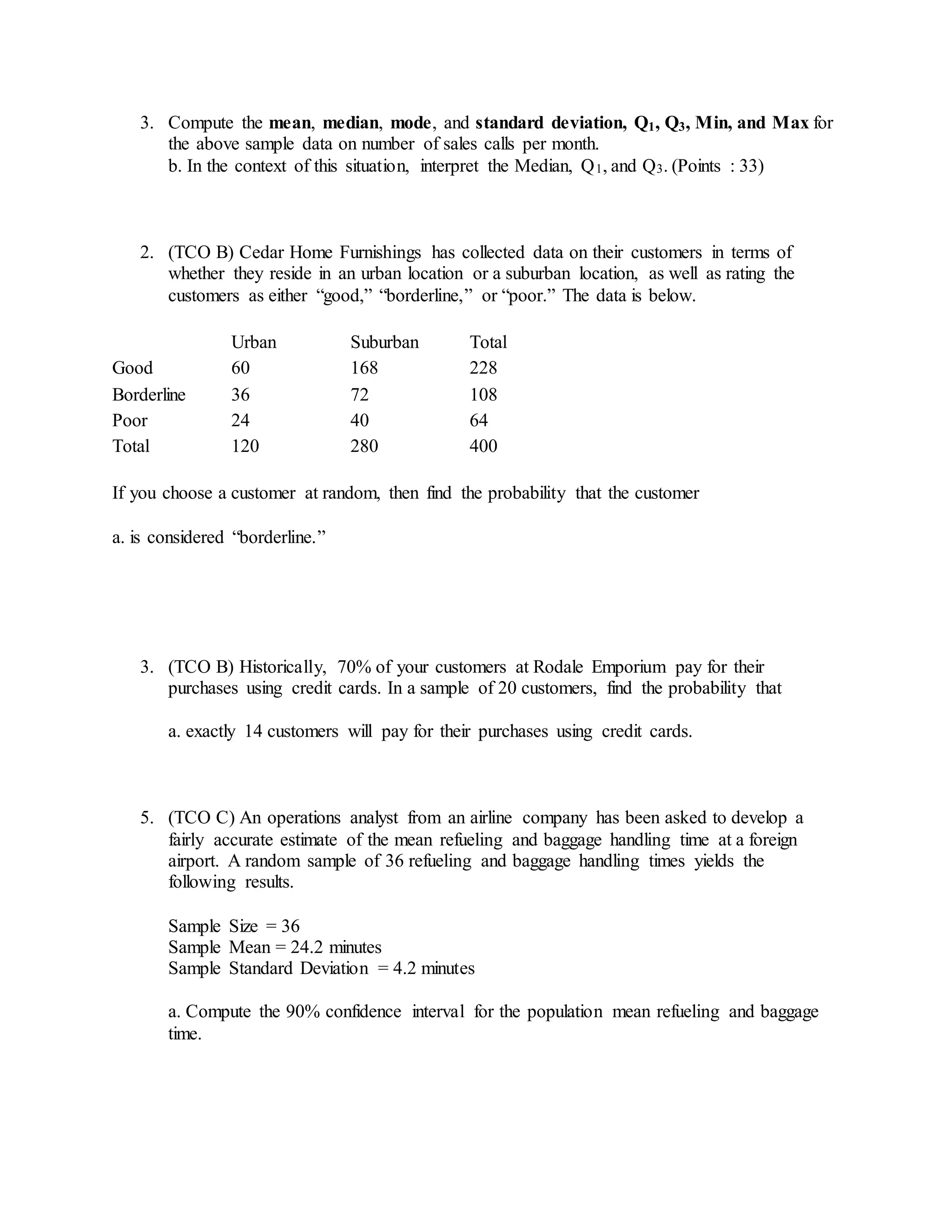 Math 533 ( applied managerial statistics ) final exam answers | DOCX