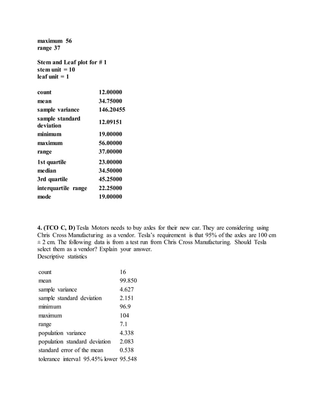 Math 533 ( applied managerial statistics ) final exam answers | DOCX