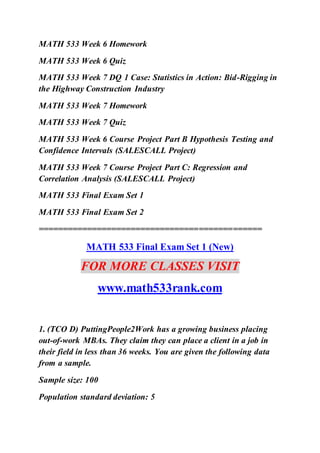 MATH 533 RANK Redefined Education--math533rank.com