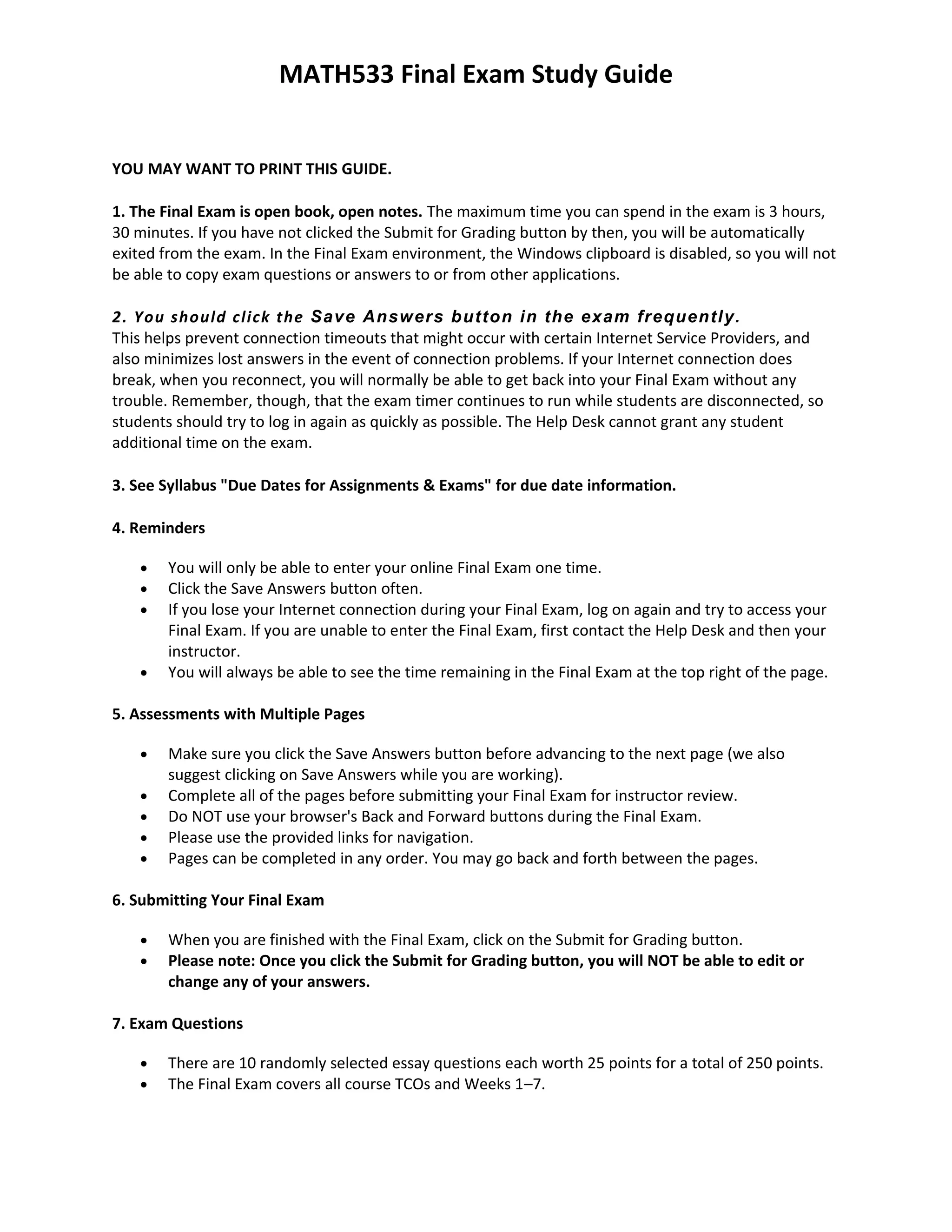 Math533 final exam_study_guide | PDF