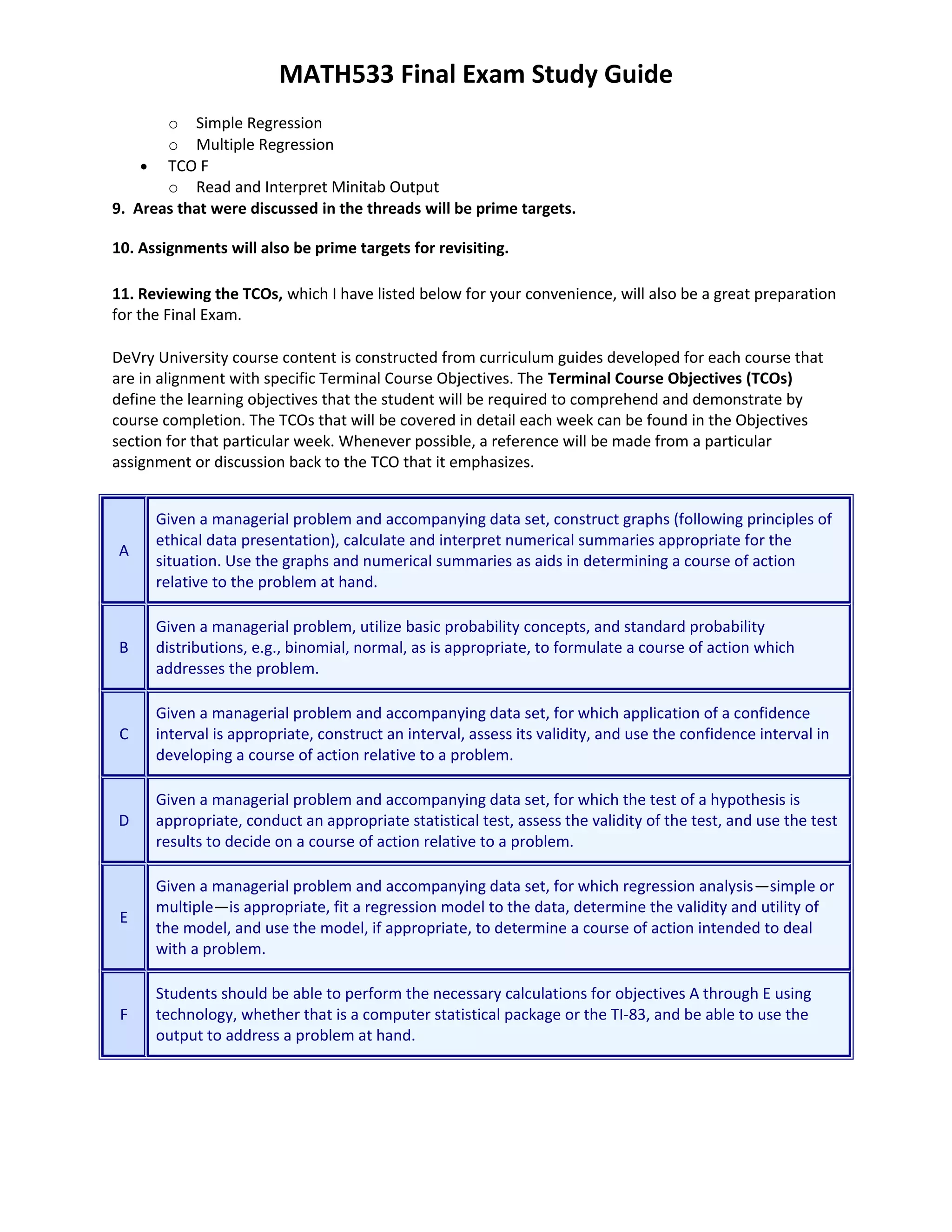 Math533 final exam_study_guide | PDF