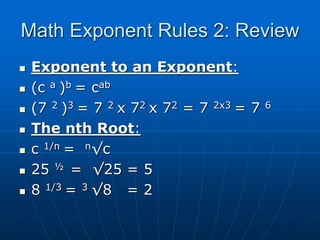 Exponents and Logs | PPT