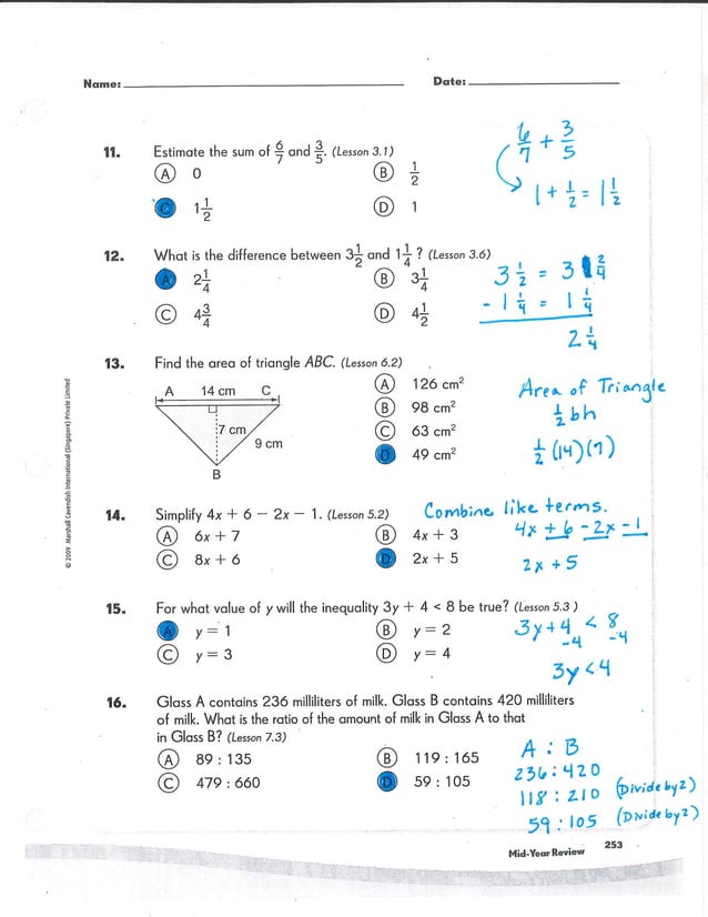 Math Grade 5 Singapore math Mid-year review and End-year review | PDF