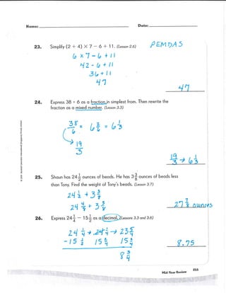 Math Grade 5 Singapore math Mid-year review and End-year review | PDF