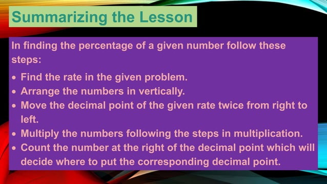 MATH 5 PPT Q3 - Lesson 59 - Finding the Percentage in a Given Problem.pptx | Educational ...