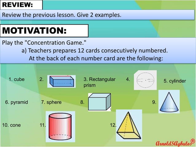 MATH 5 PPT Q3 W5 - Lesson 69 - Visualizes And Describes Solid Figures.ppt | Board Games and ...