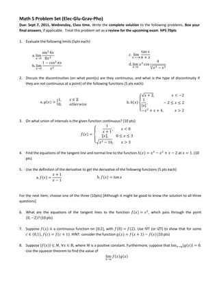 Math 5 problem set | PDF