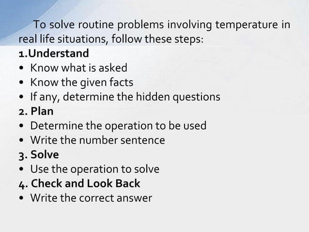 Math5solves Routine And Non Routine Problems Involving Temperaturepptx Weather Science