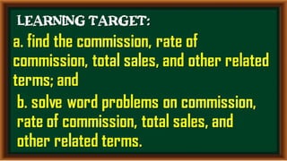 Math 6 - Application of Percent (Commission, Simple Interest, Percent ...