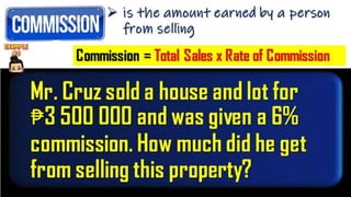 Math 6 - Application of Percent (Commission, Simple Interest, Percent ...