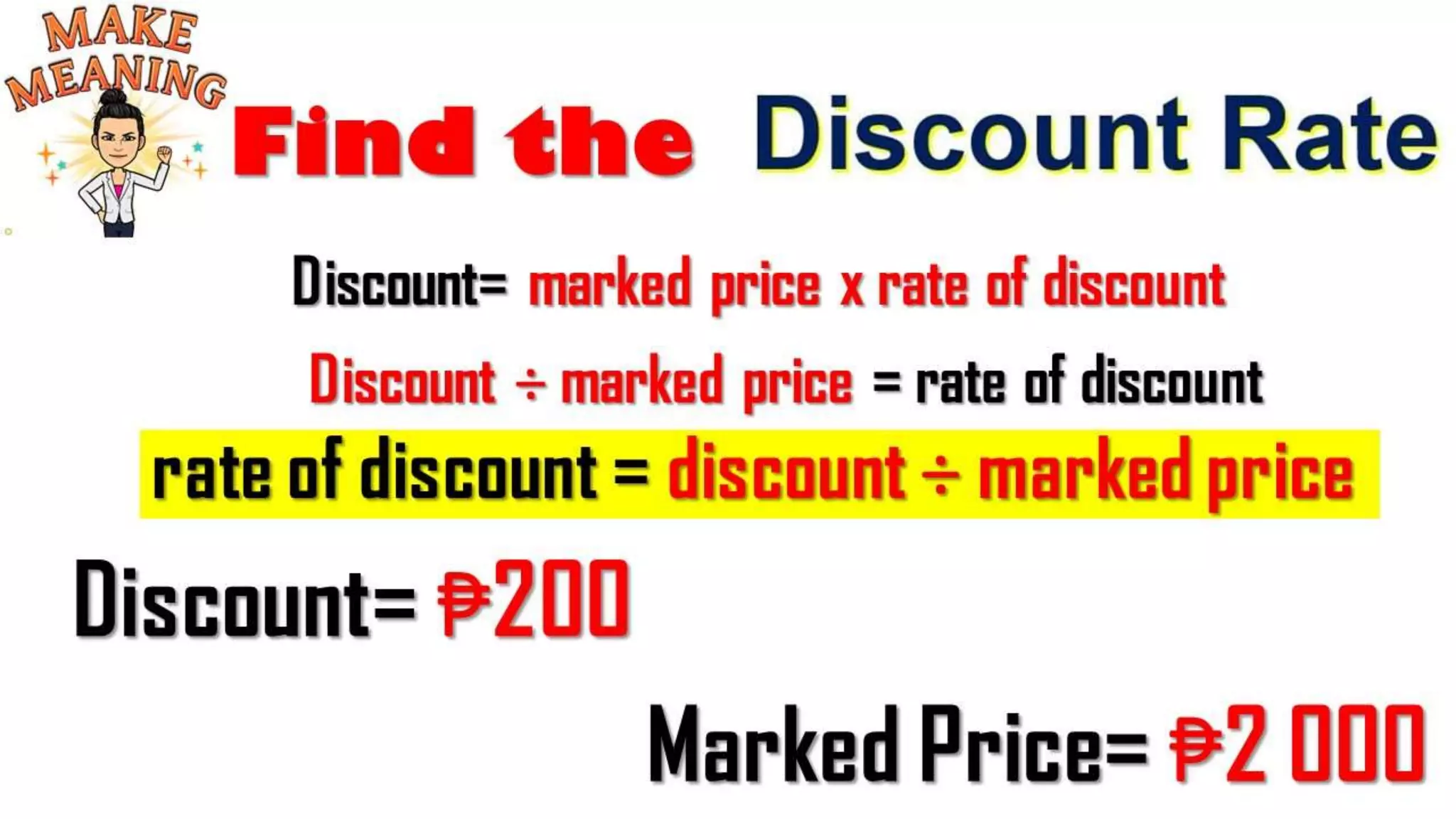 Math 6 - Application of Percent (Discount, Sale Price & Rate of ...