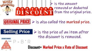 Math 6 - Application of Percent (Discount, Sale Price & Rate of ...