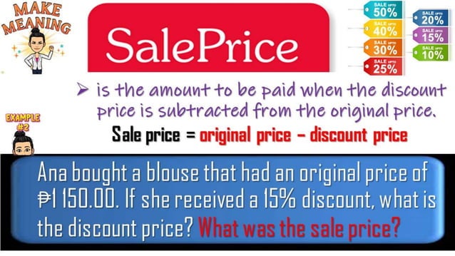 Math 6 - Application of Percent (Discount, Sale Price & Rate of ...