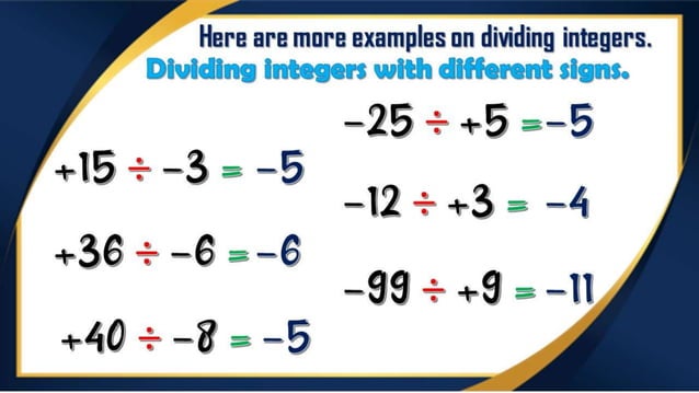 Math 6 - Division of Integers | PPT